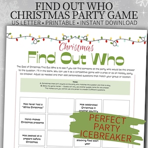 Find Out Who Christmas Party Icebreaker Game, Printable Last Minute ...