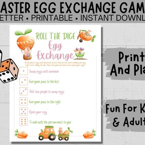 Printable Easter Egg Exchange Game, Easter Dice Game, Easter Party Game ...