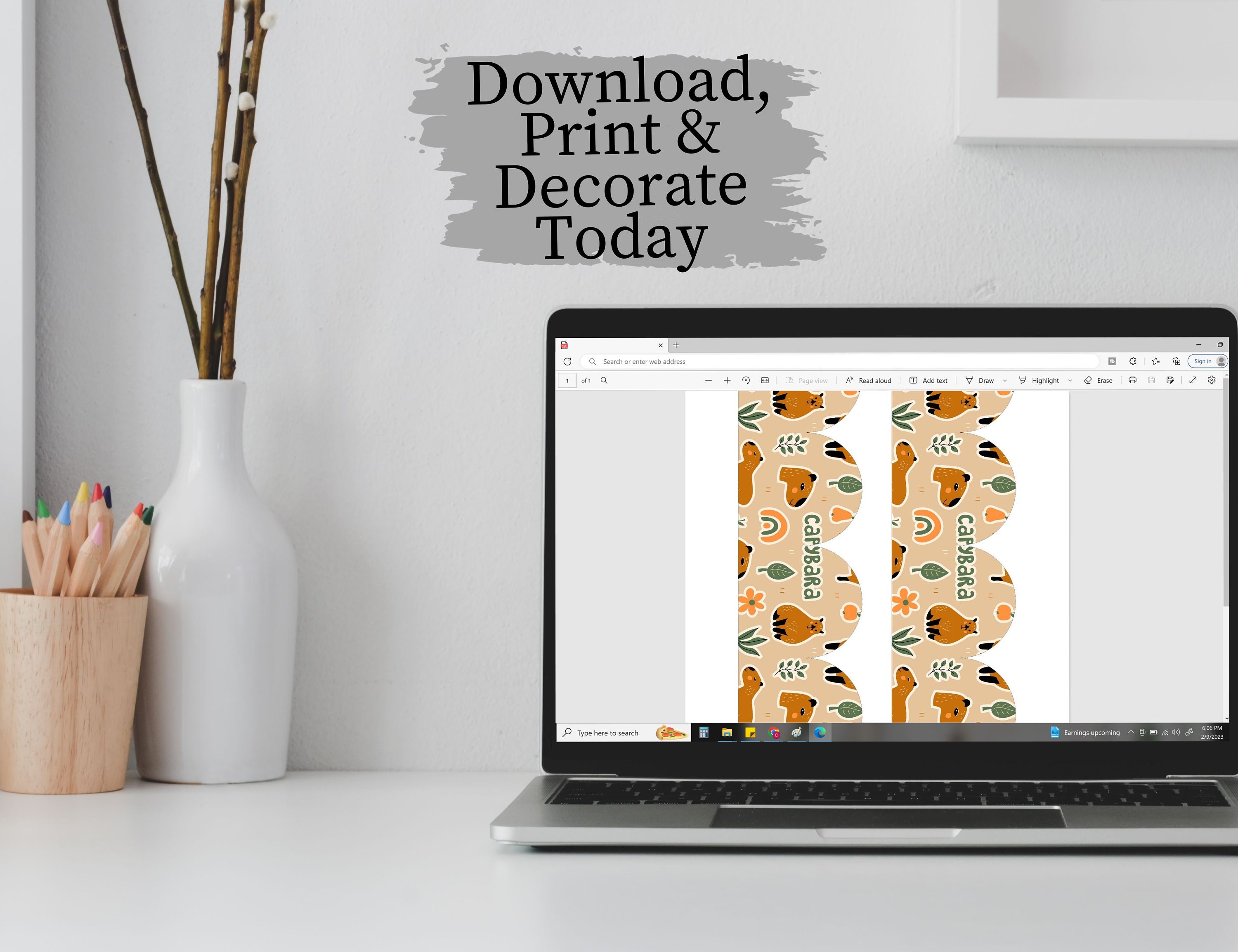 Capybara Classroom Bulletin Board Border Kit, Printable Boho Retro ...