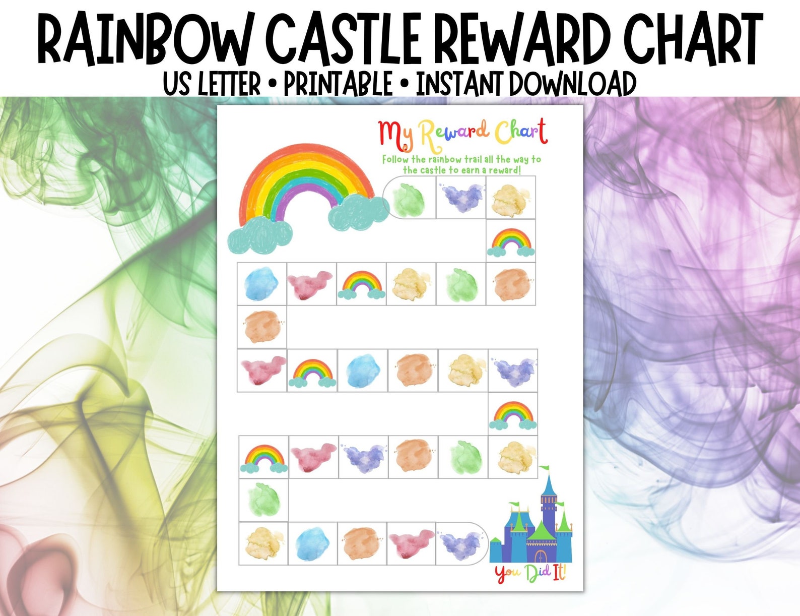 Printable Rainbow Castle Rewards Chart for Kid's Behavior - Etsy