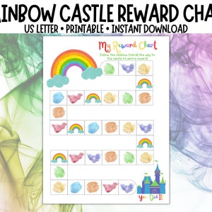 Printable Rainbow Castle Rewards Chart for Kid's Behavior Routine and ...