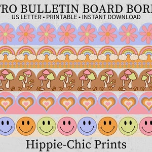 Groovy Classroom Bulletin Board Border Kit, Printable Retro Hippie-chic ...