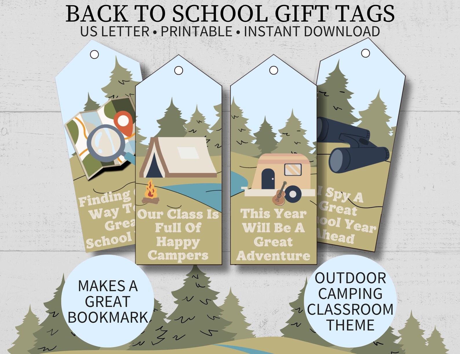 Camping Back to School Gift Tag, Bookmarks to Start the School Year off ...