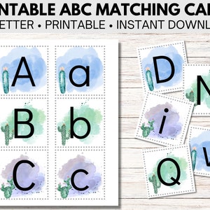 ABC Alphabet Matching Cards Upper and Lowercase Cactus Succulent Growth ...