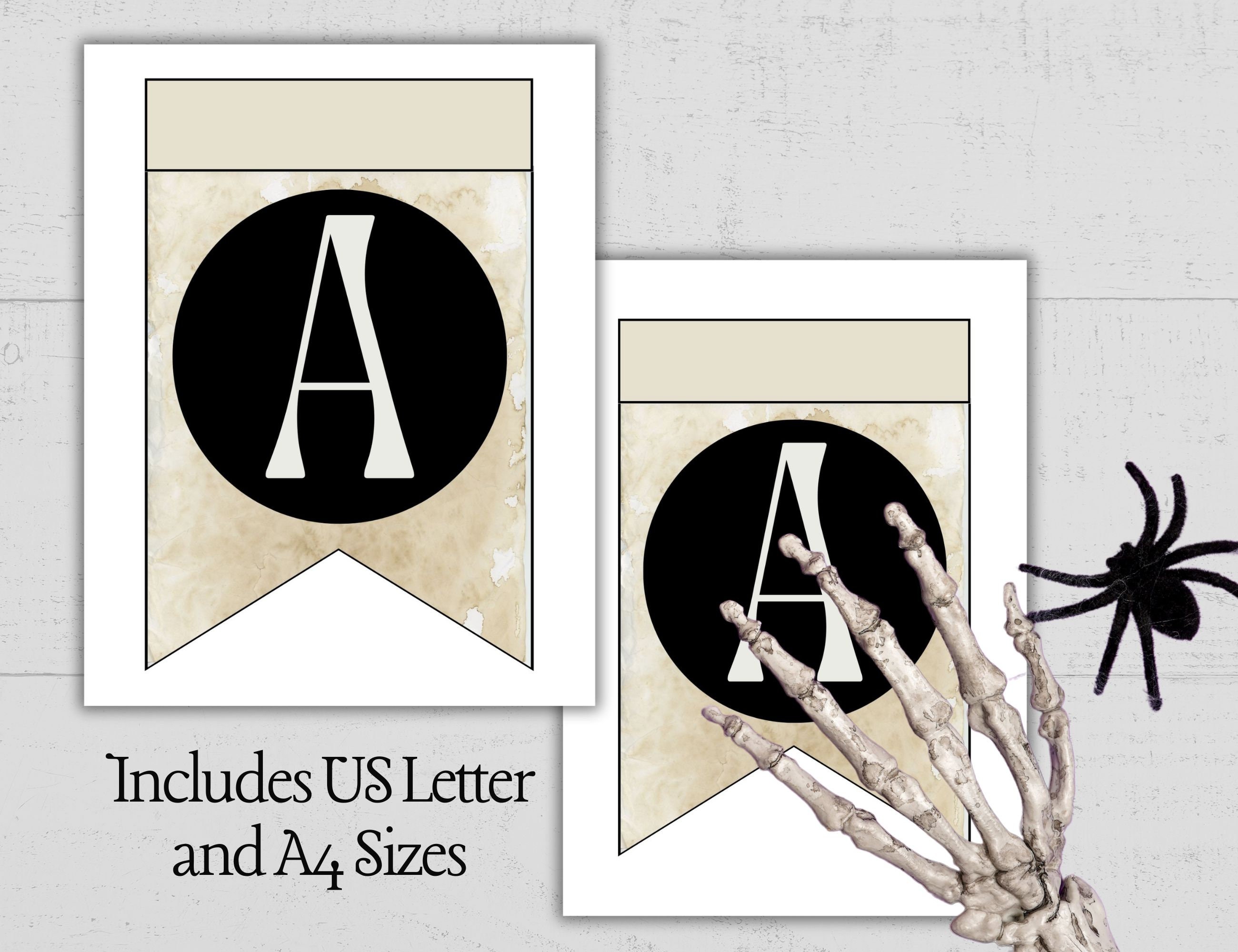 Printable Gothic Banner, Customizable Pennant for Halloween Party ...