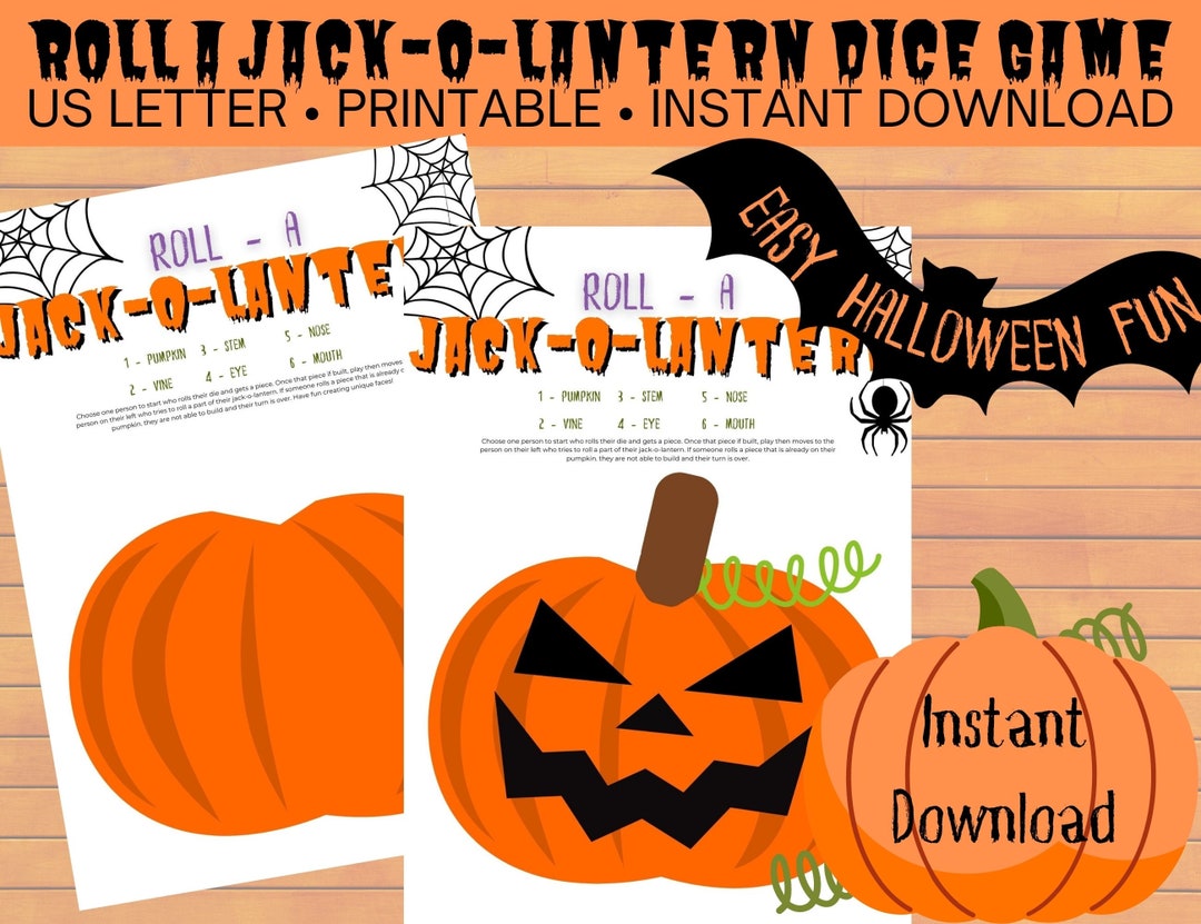 Printable Halloween Roll A Jack-o-lantern Dice Game Roll A - Etsy