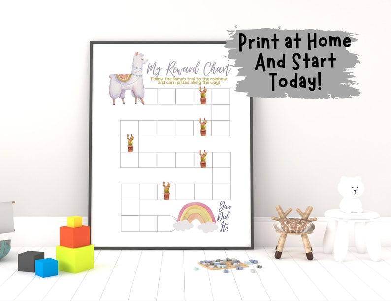 Printable Llama Reward Chart for Kids, Boho Responsibility and Routine ...