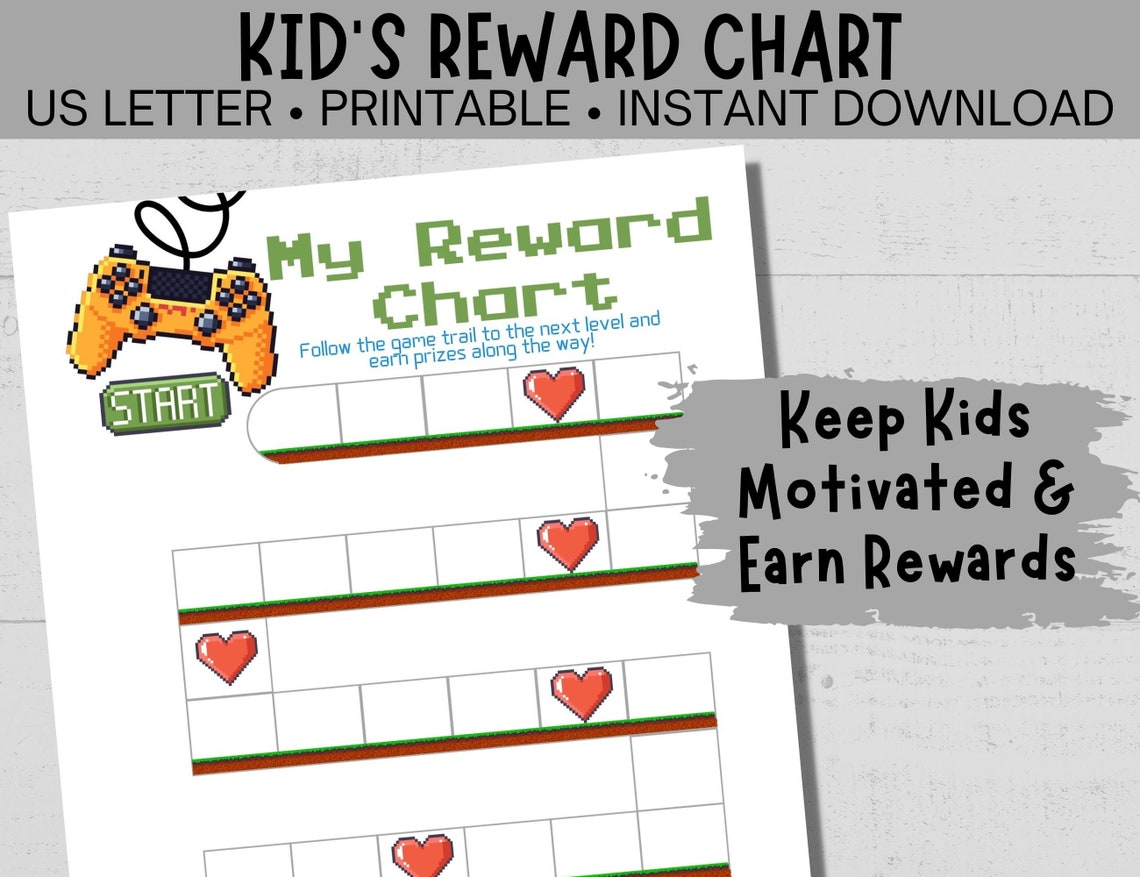 Gamer Reward Chart for Kids, Printable Responsibility and Routine Chart ...