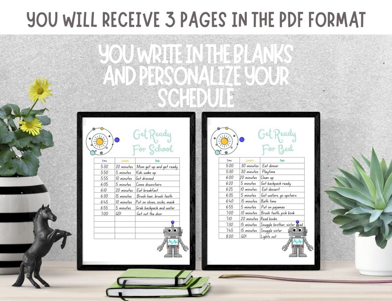 Printable Kid's Daily Routine Chart, Get Ready for Bed, Get Ready for ...