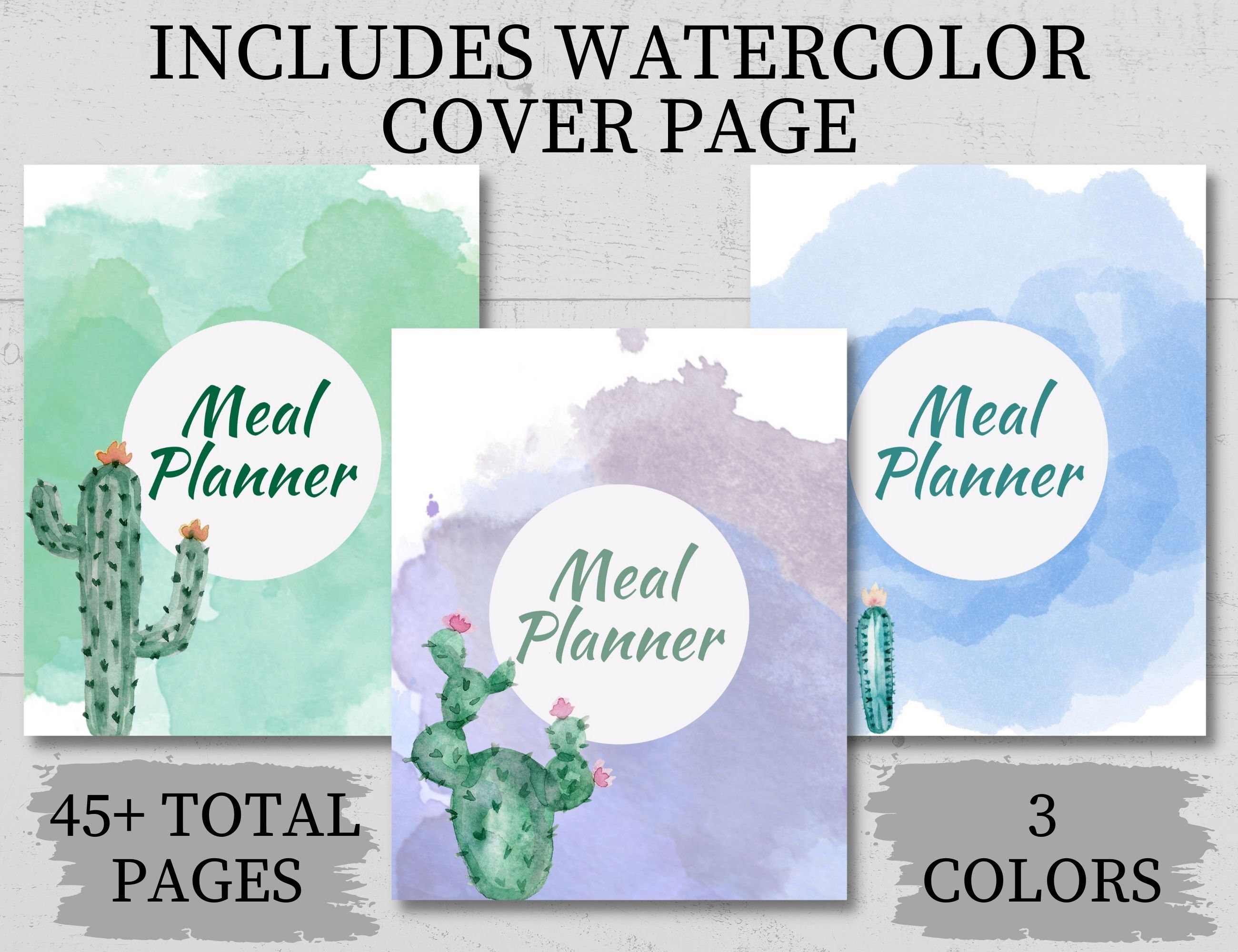 Watercolor Cactus Meal Planner, Meal Planning Bundle, Weekly Meal ...