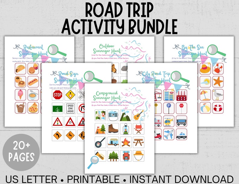 Printable Family Road Trip Activities Games and Journal Bundle, Summer ...