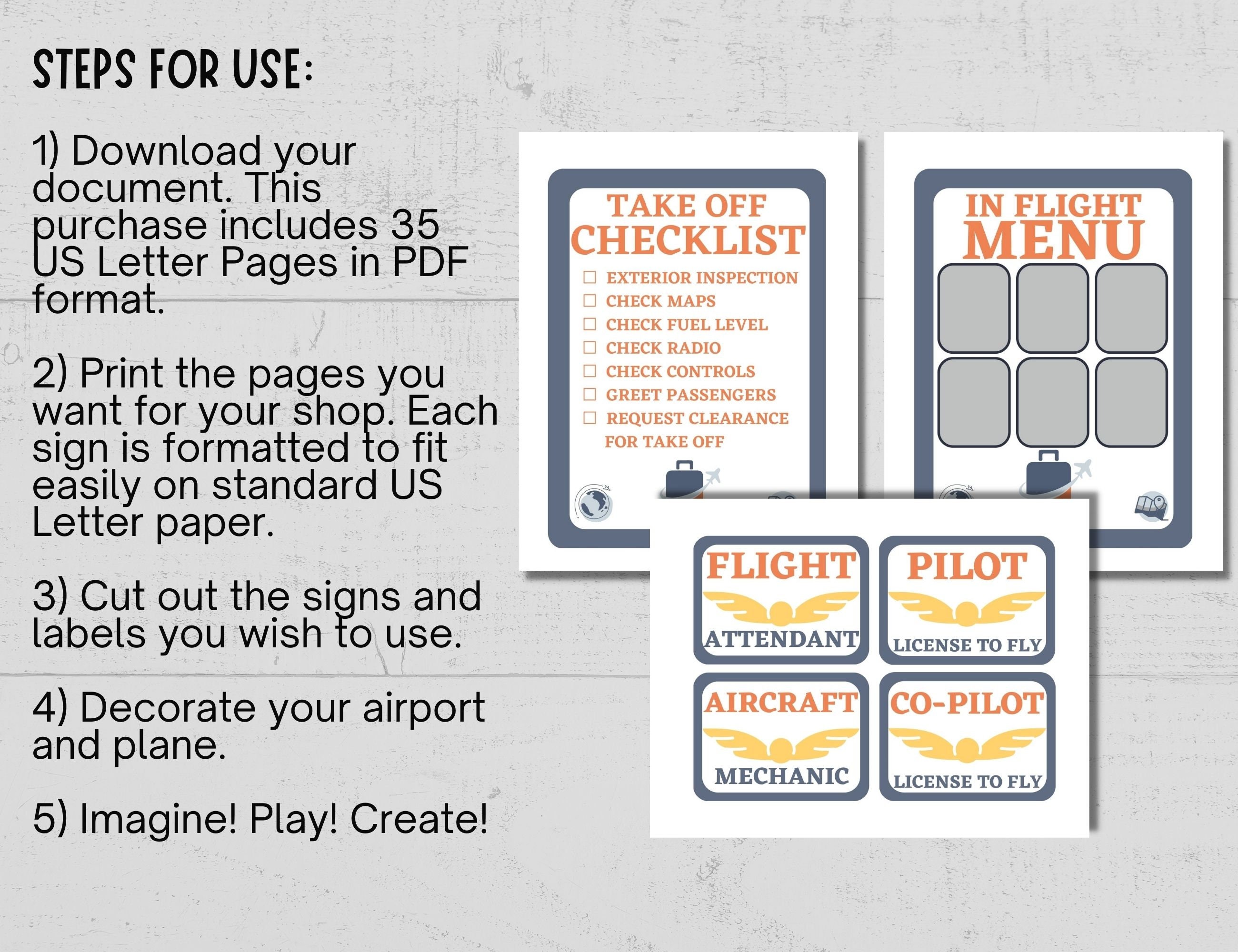 Pretend Play Airport Printable Bundle, Airplane Travel Dramatic Play ...