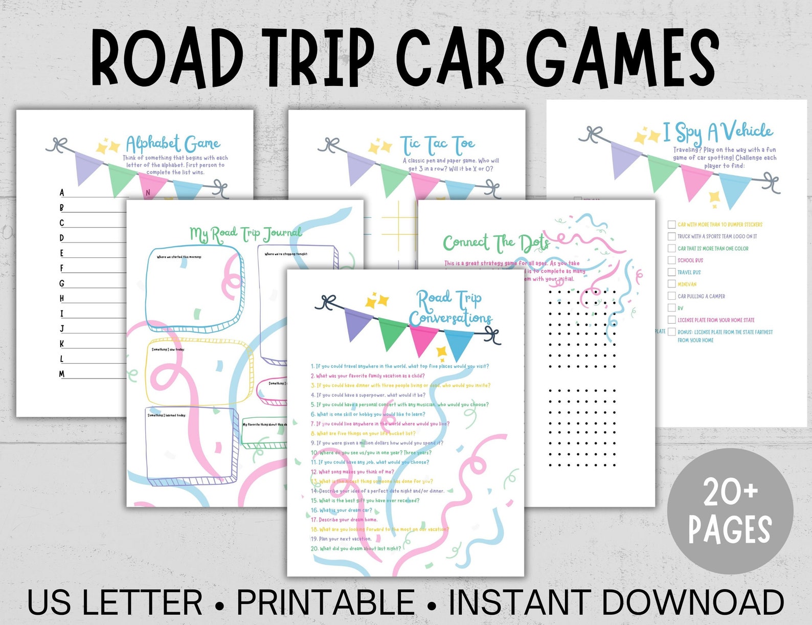 Printable Family Road Trip Activities Games and Journal Bundle, Summer ...