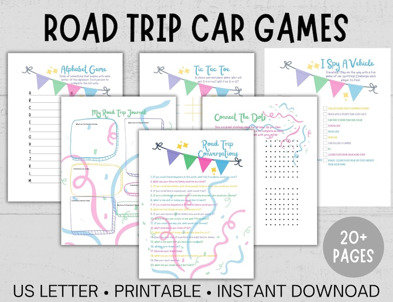 Printable Family Road Trip Activities Games and Journal Bundle, Summer ...