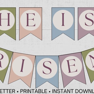 He is Risen Banner Printable, Sunday School Pennant, Printable Easter ...