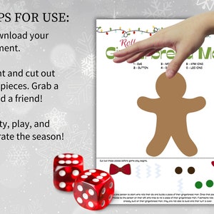 Printable Christmas Dice Game, Roll A Gingerbread Holiday Activity ...