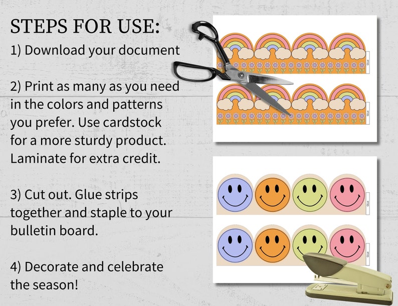 Groovy Classroom Bulletin Board Border Kit, Printable Retro Hippie-chic ...