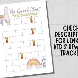 Editable Boho Llama Rainbow Chore Chart for Kids, Printable & Fillable ...