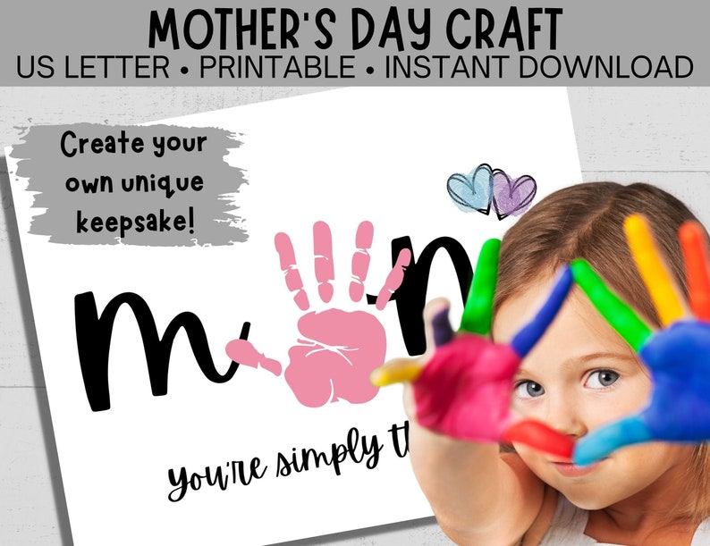 Mother's Day Handprint Gift, Printable DIY Present for Mom, Handprint ...
