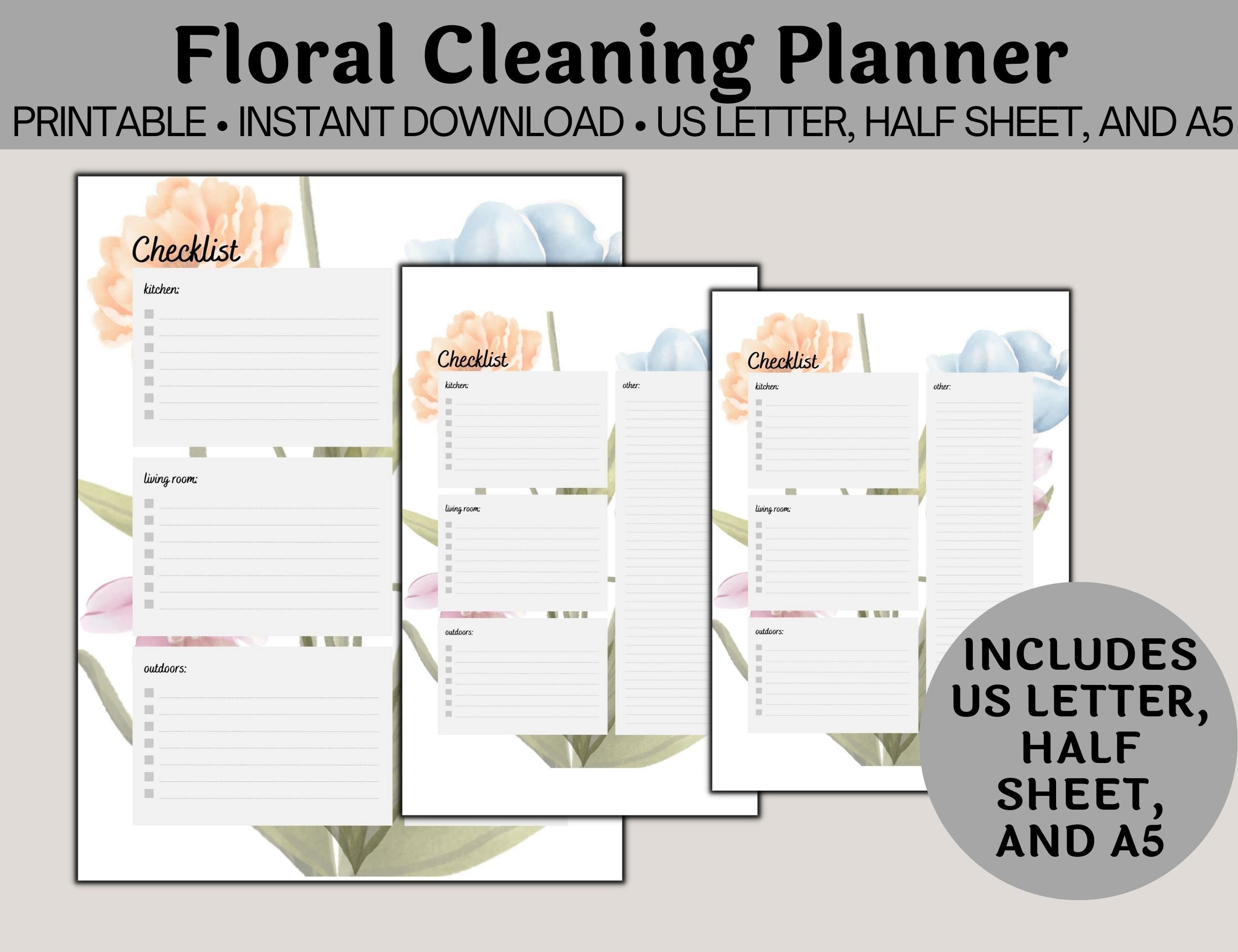 Printable Cleaning Checklist and Schedule With Floral Print Design - Etsy
