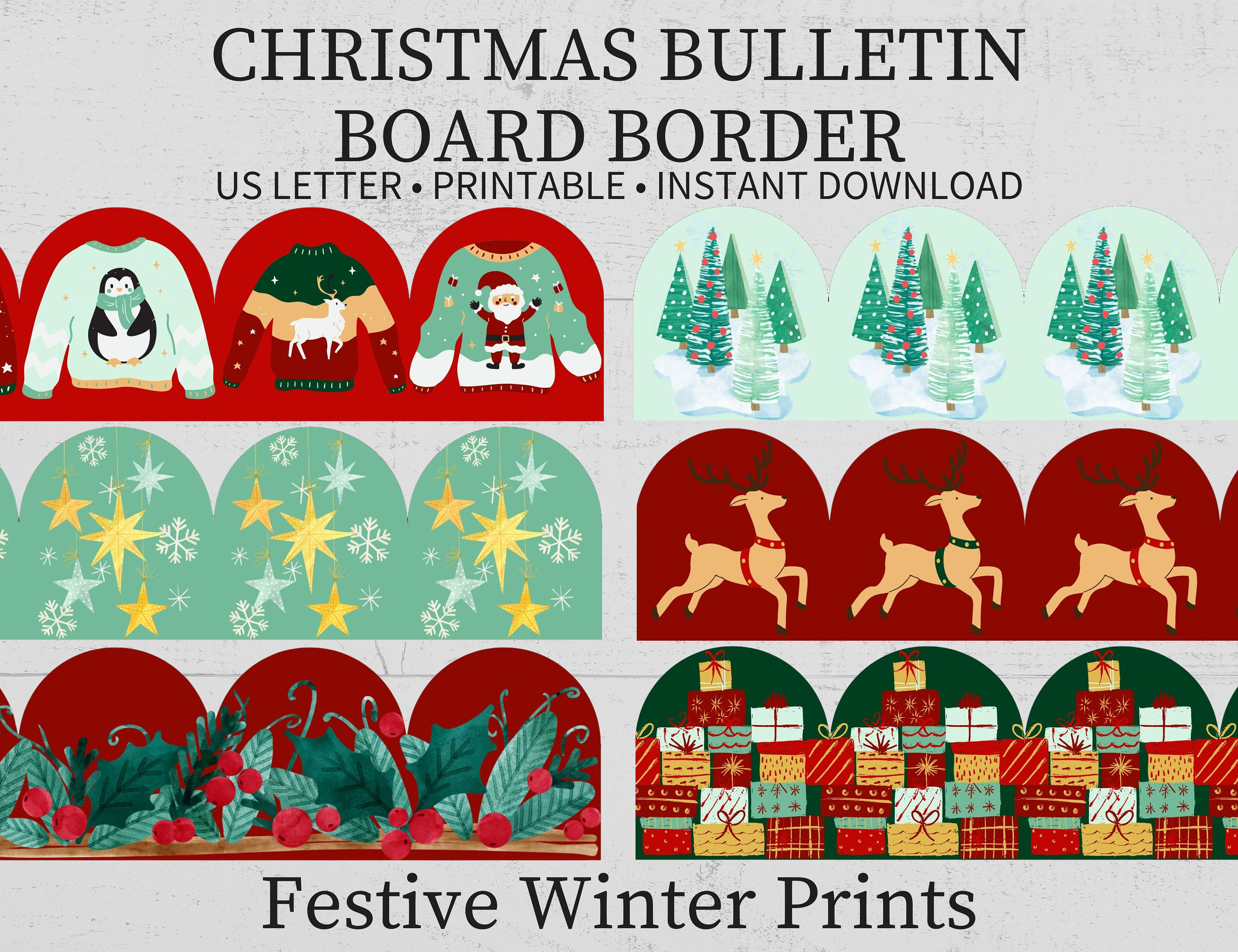 Classroom Bulletin Board Border Kit, Printable Christmas Winter ...