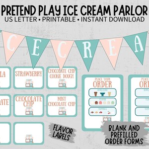 Pretend Play Ice Cream Parlor Printable Bundle, Shop Dramatic Play ...