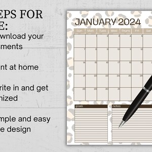 Printable Leopard Print A5 Planner, Instant Download Monthly Calendar ...