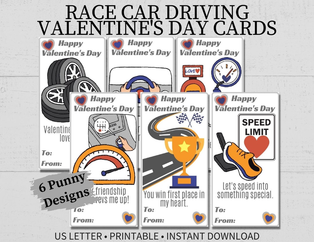 Printable Race Car Valentine's Day Cards for Car Loving Kids! Last ...