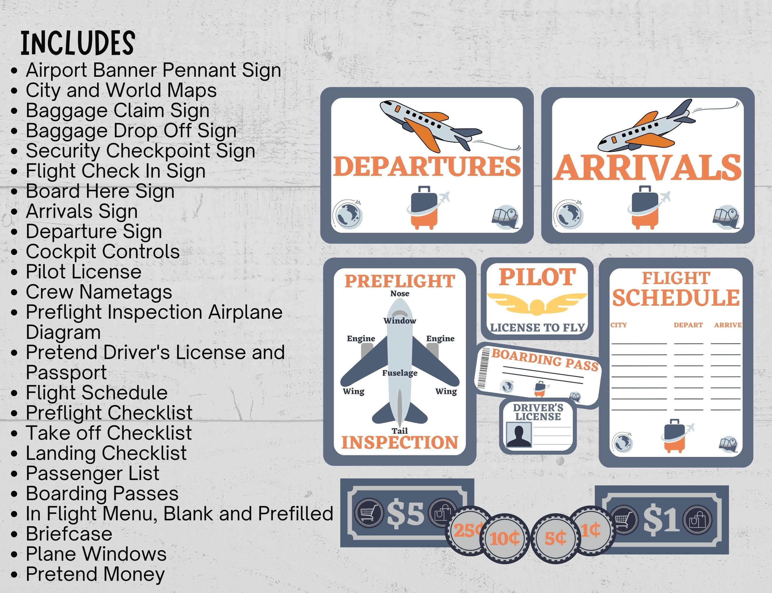 Pretend Play Airport Printable Bundle, Airplane Travel Dramatic Play ...