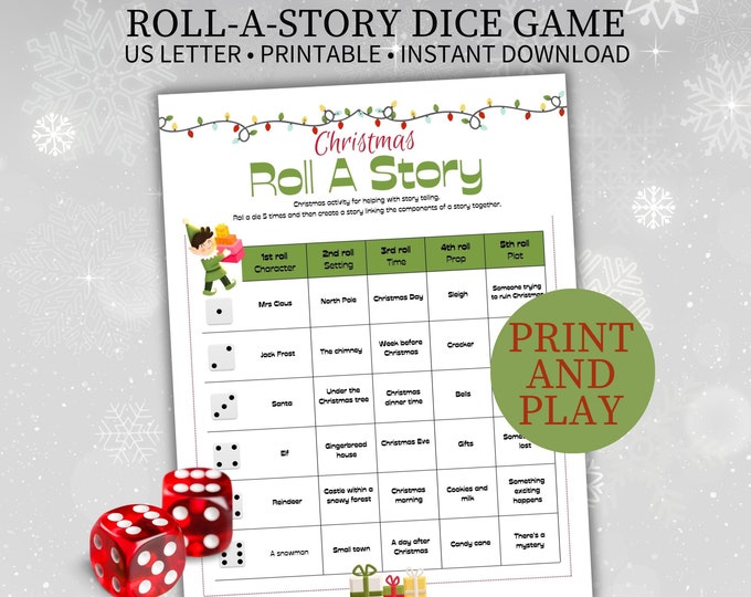 Roll A Christmas Story Game Printable, Roll A Christmas Story Dice Game ...