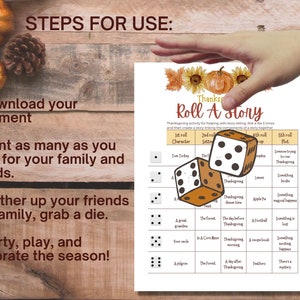 Printable Thanksgiving Roll A Story Dice Game Thanksgiving - Etsy