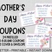 Mother's Day Coupon Book, Printable DIY Gift for Her, Coupons for Mom ...
