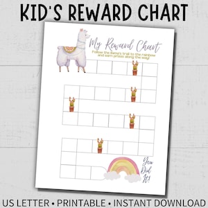 Printable Llama Reward Chart for Kids, Boho Responsibility and Routine ...