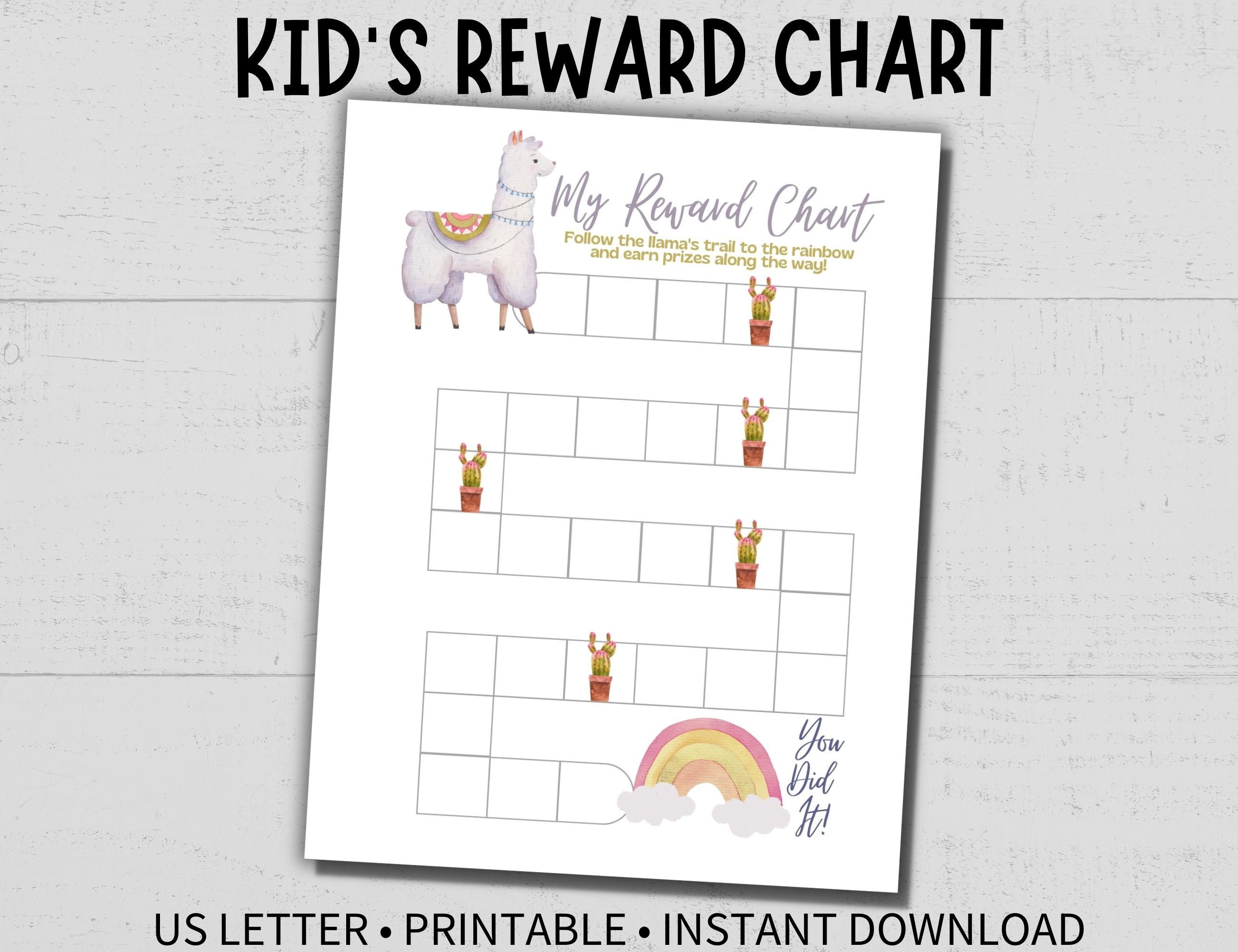 Printable Llama Reward Chart for Kids, Boho Responsibility and Routine ...