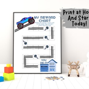 Monster Truck Reward Chart for Kids, Printable Responsibility and ...