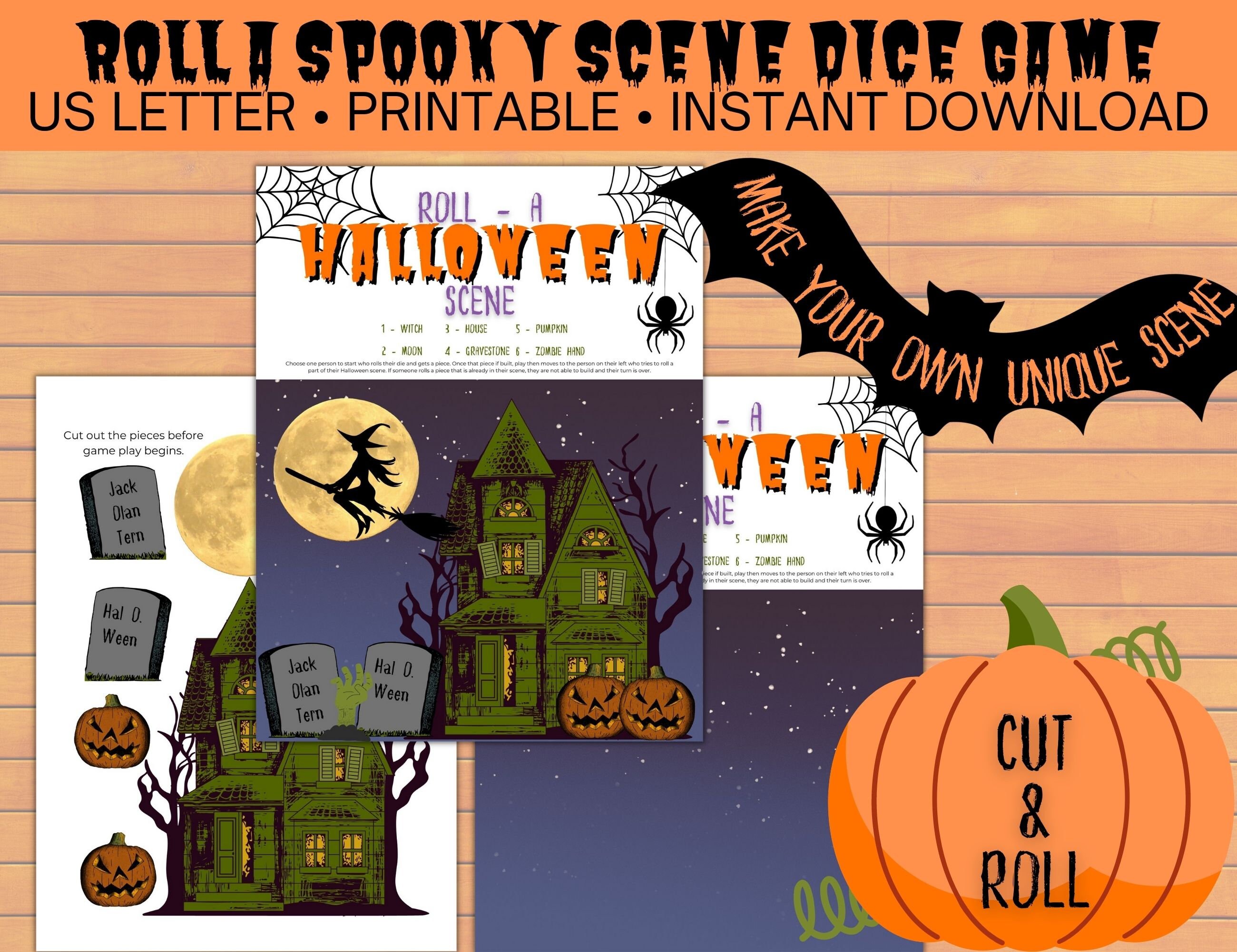Roll A Spooky Scene Dice Game Printable Last Minute Halloween - Etsy