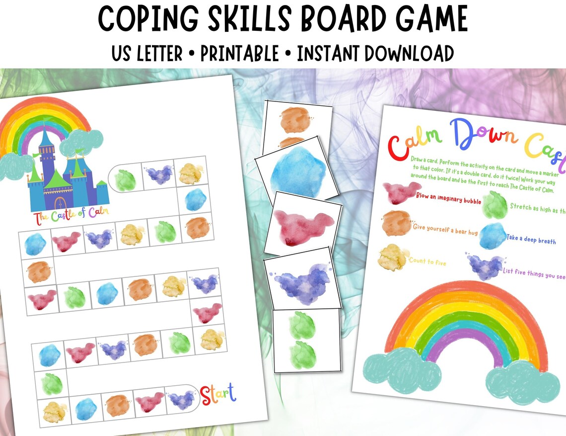 Printable Kid's Coping Skills Board Game, Emotional Regulation Activity ...