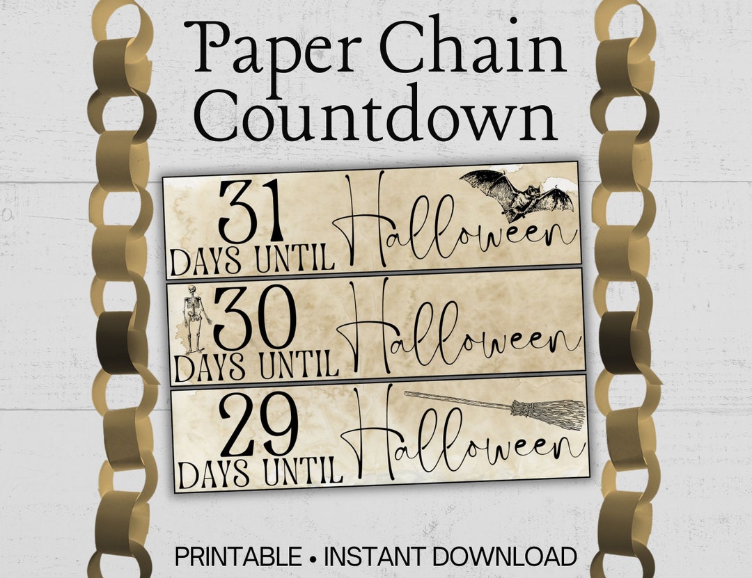 Printable Halloween Countdown, Gothic Paper Chain Advent Calendar ...
