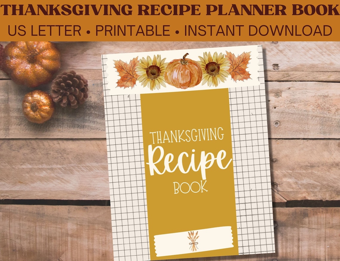 Printable Recipe Planner Book Thanksgiving Recipe Cards - Etsy