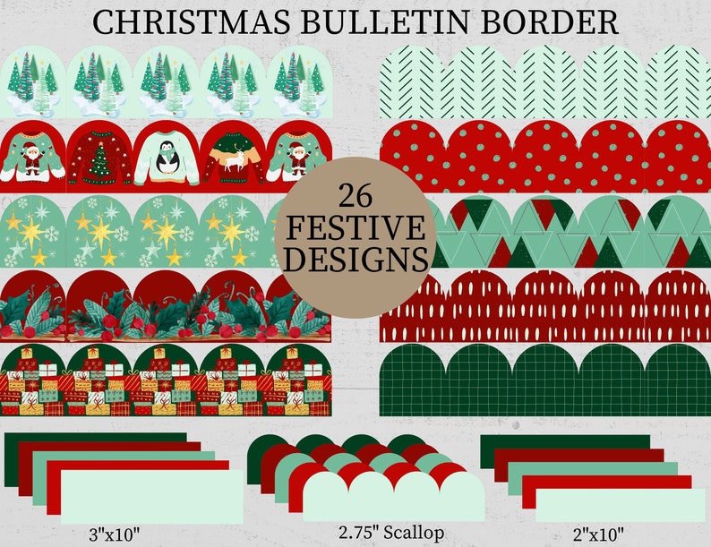Classroom Bulletin Board Border Kit, Printable Christmas Winter ...