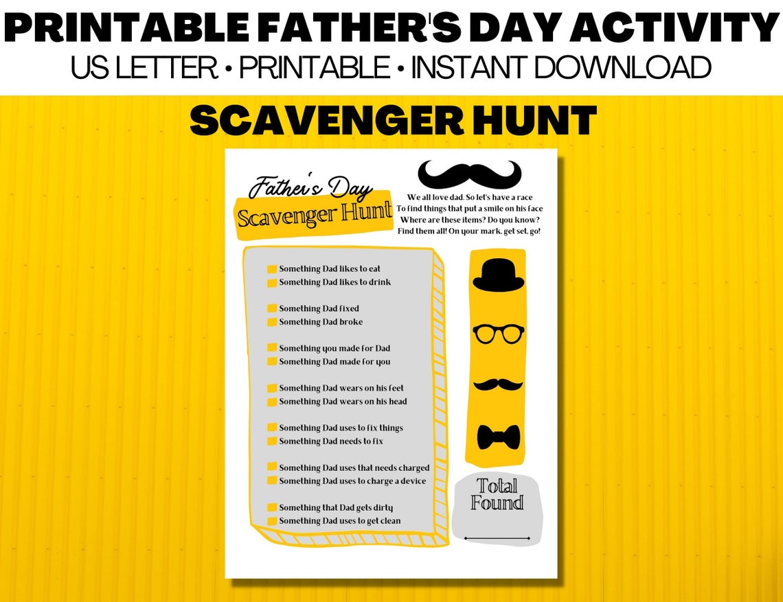 Father's Day Printable Scavenger Hunt Fun Competitive | Etsy