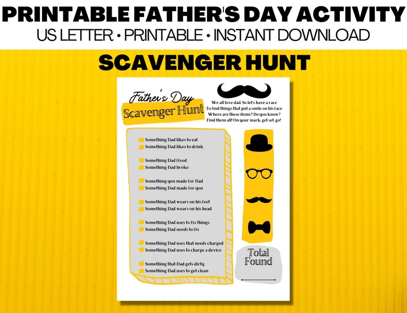 Father's Day Printable Scavenger Hunt Fun Competitive | Etsy