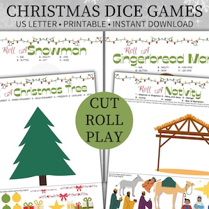 Christmas Dice Game Bundle, Roll A Snowman, Roll A Nativity, Roll A ...