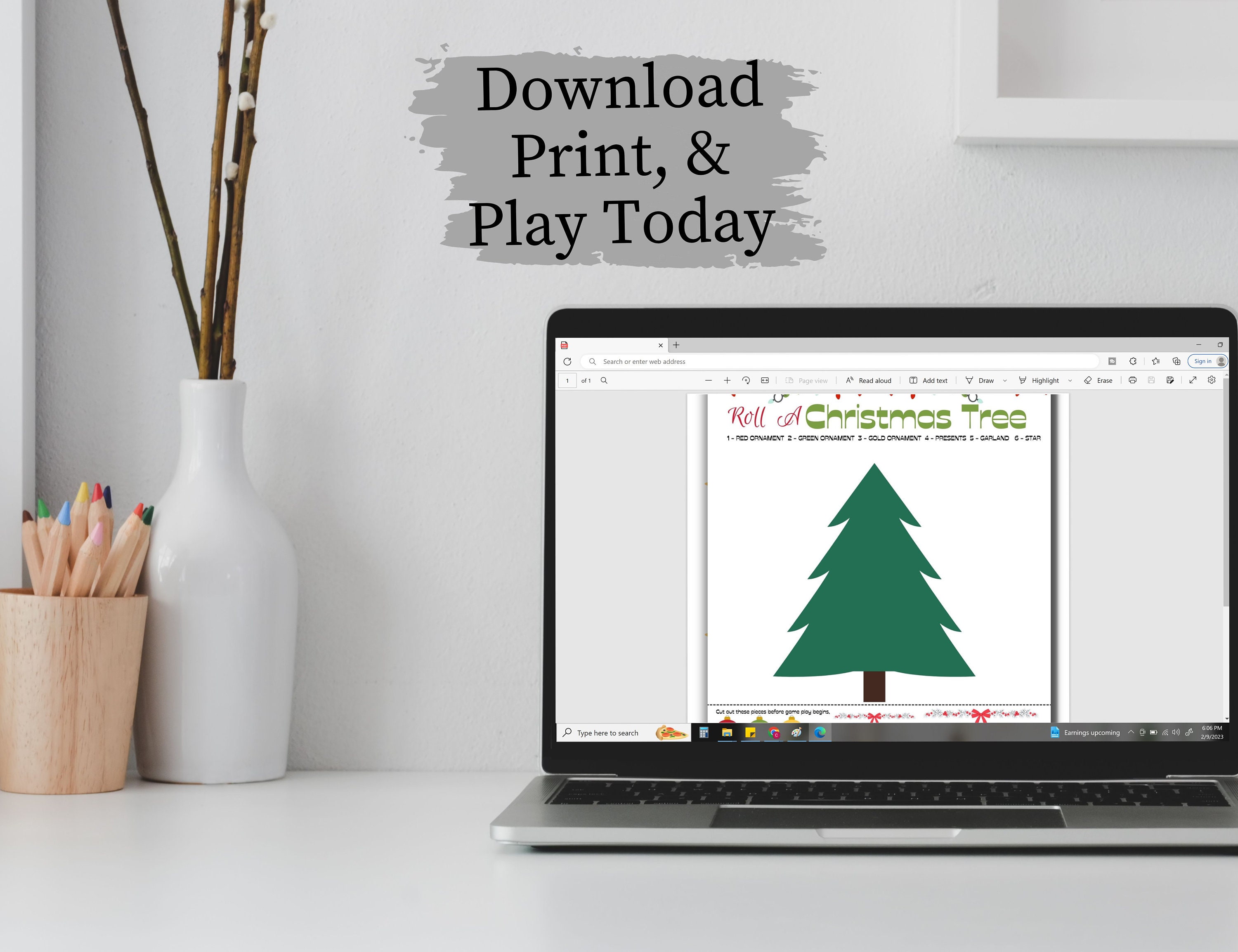 Printable Christmas Dice Game, Roll A Christmas Tree Holiday Activity ...