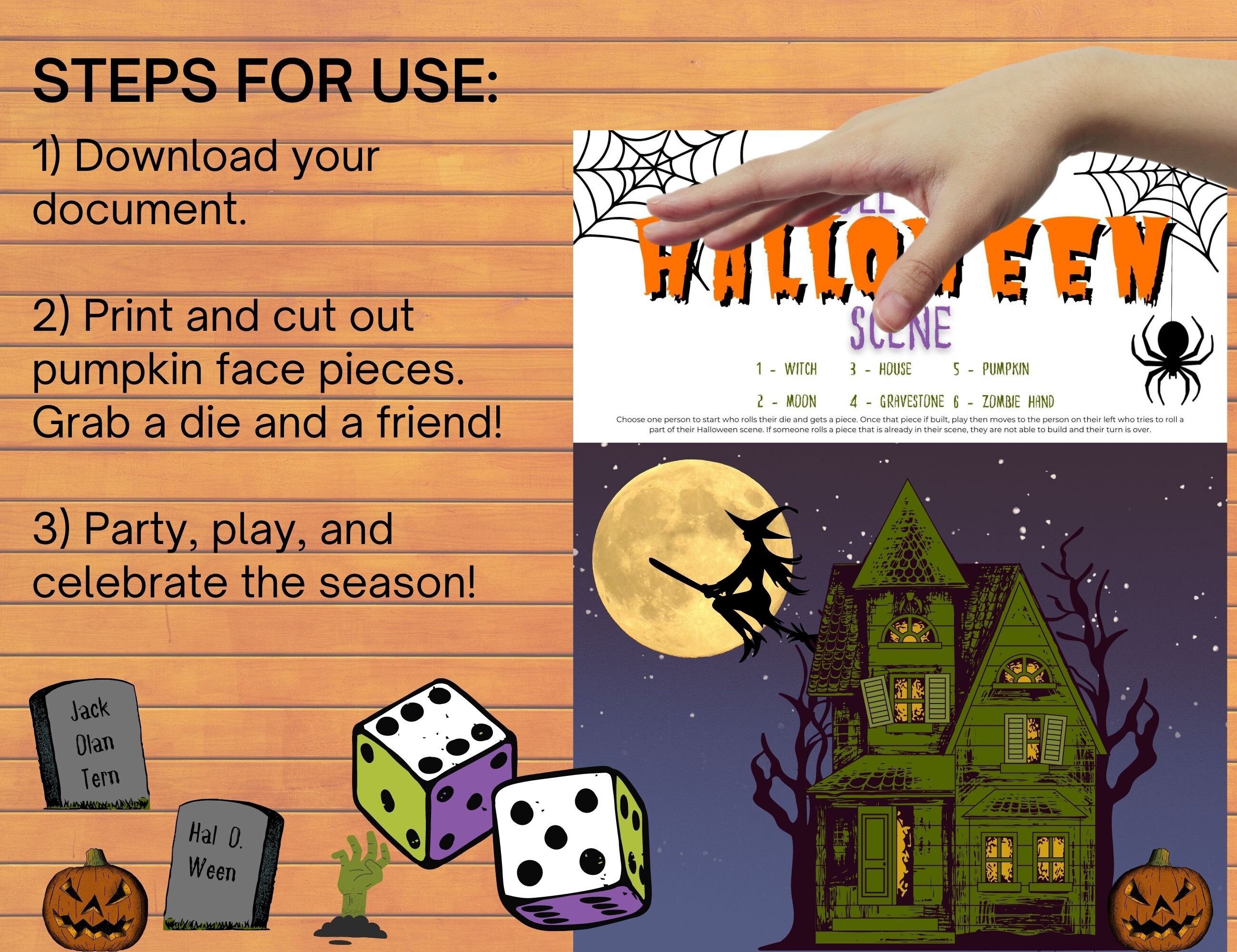 Roll A Spooky Scene Dice Game Printable Last Minute Halloween - Etsy