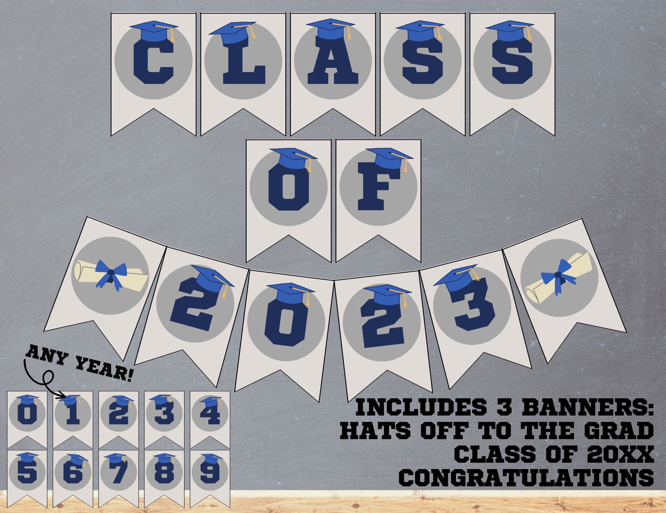 Printable Graduation Banner, Congratulations Class of 2023 Pennant ...