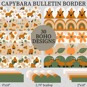 Capybara Classroom Bulletin Board Border Kit, Printable Boho Retro ...