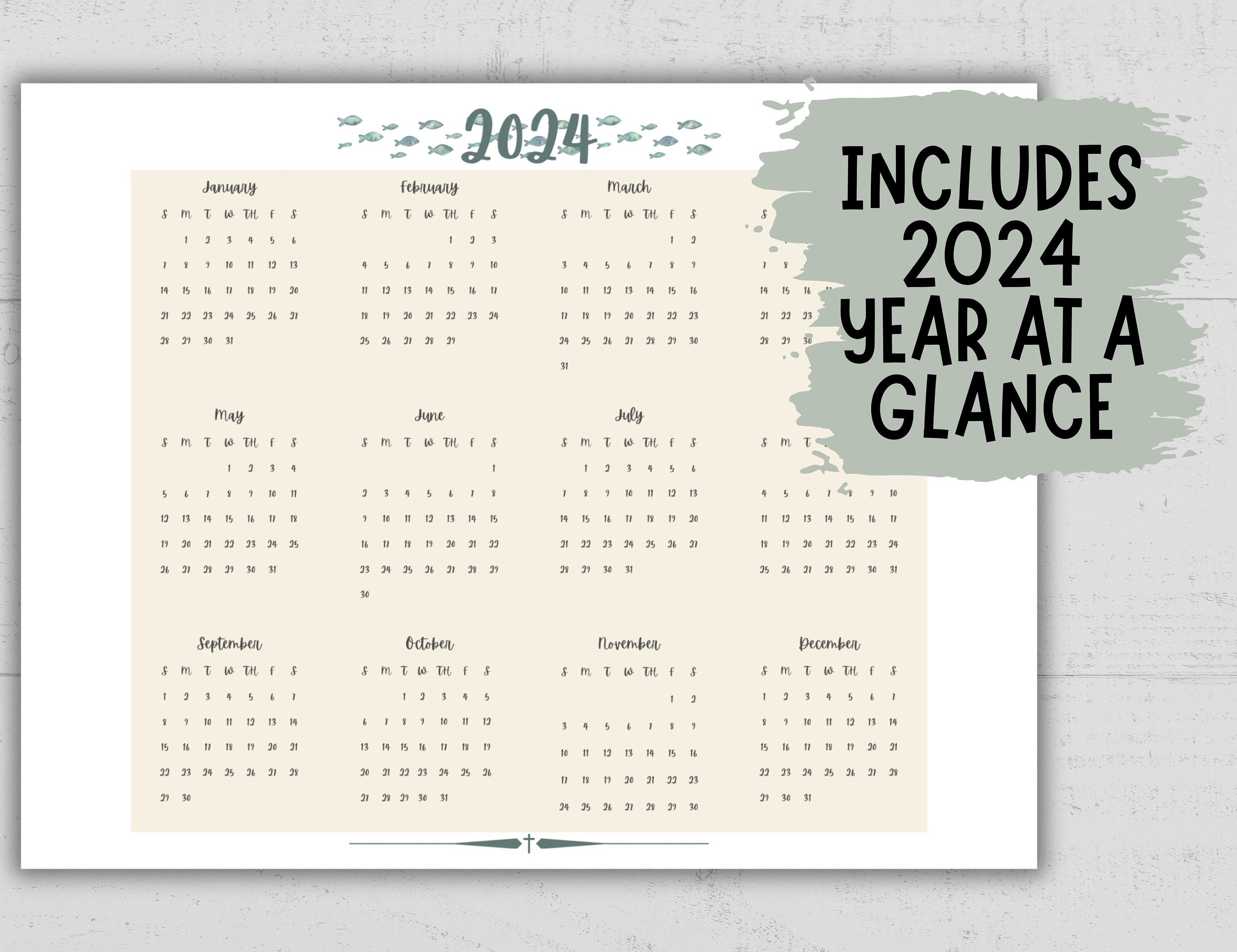 Printable Christian Calendar, 2024 Bible Verse Calendar, Perpetual ...