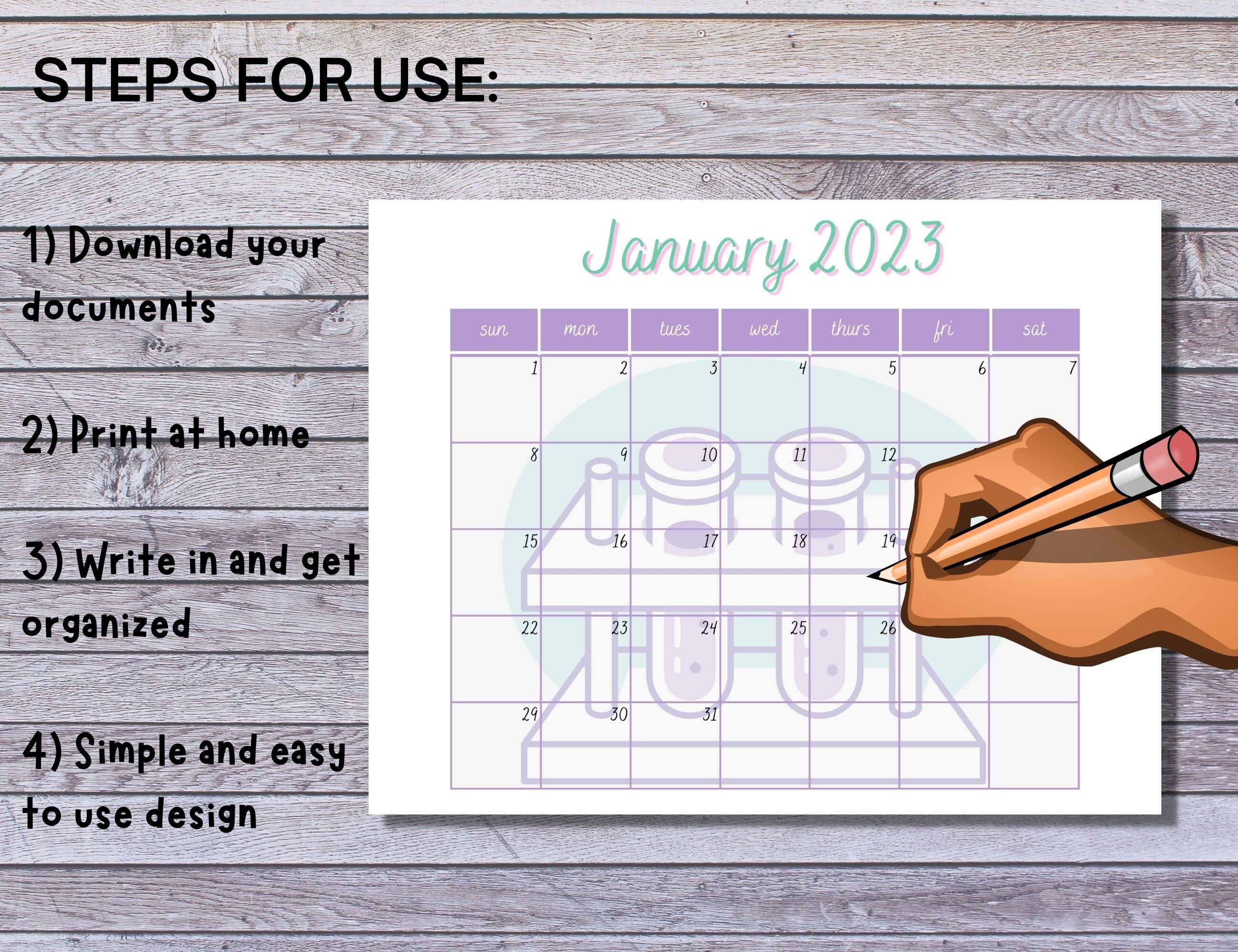 Printable 2023 Monthly Calendar for Science Lovers, STEM Chemistry ...