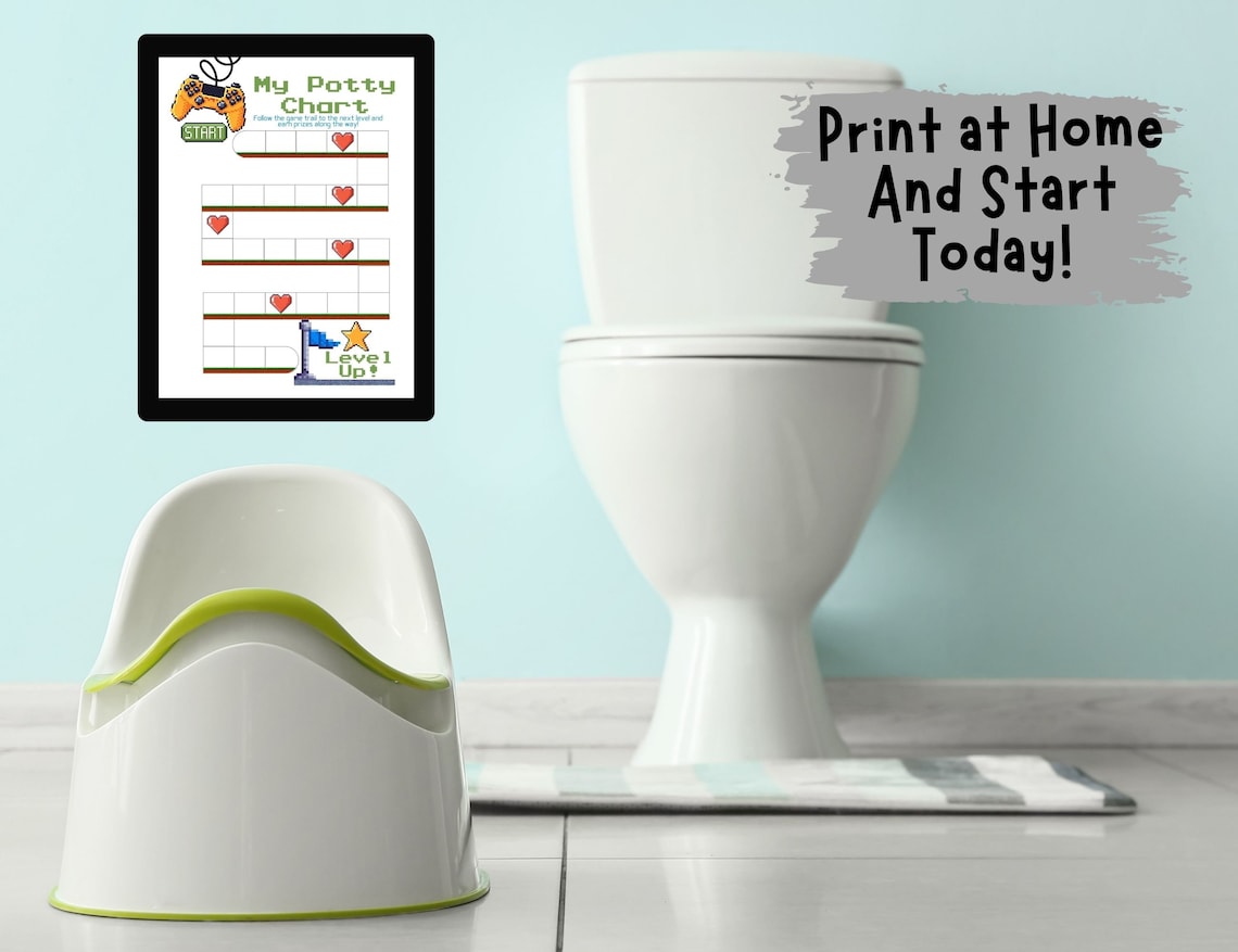 Gamer Potty Training Reward Chart for Toddler, Printable Toilet Routine ...